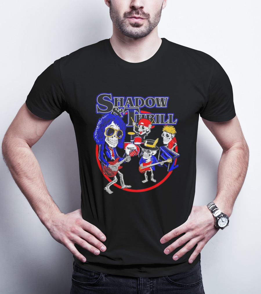 Shadow And Thrill Skeleton Band Rock Performance T-Shirt