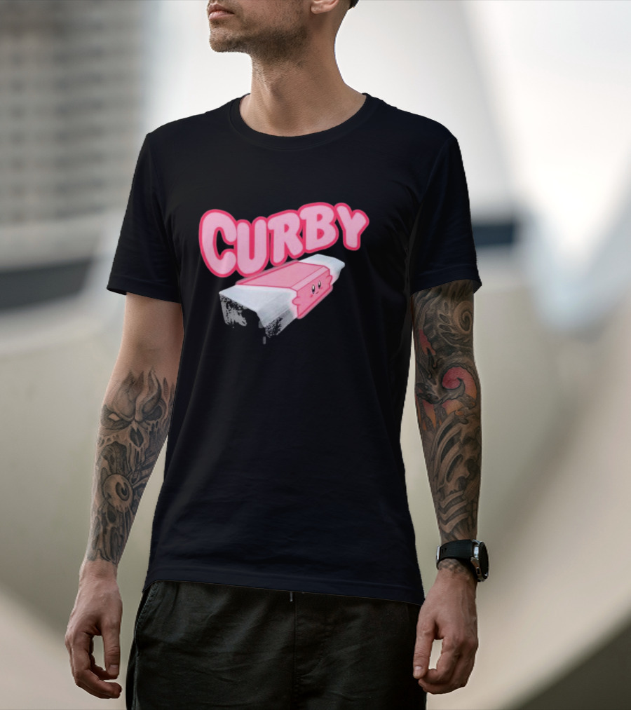 CURBY Pink Brick Character T-Shirt