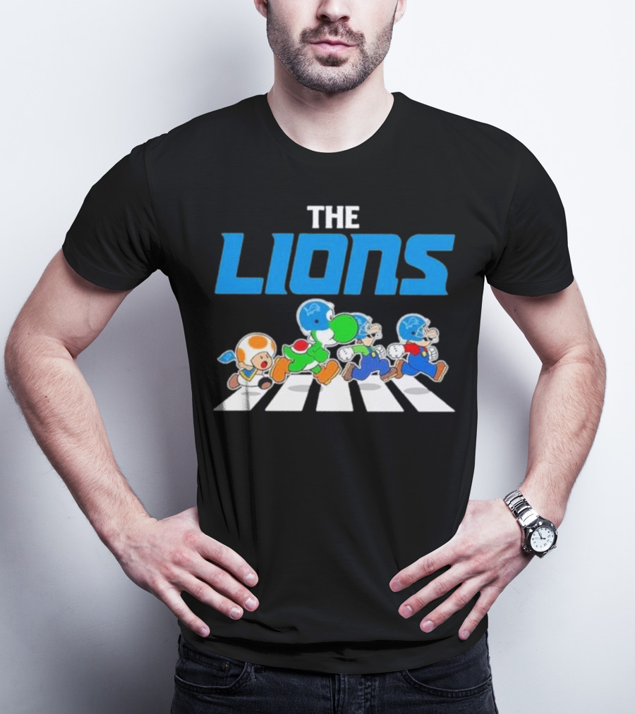 The Lions Mario Yoshi Toad Crossover Gaming Football Abbey Road T-Shirt