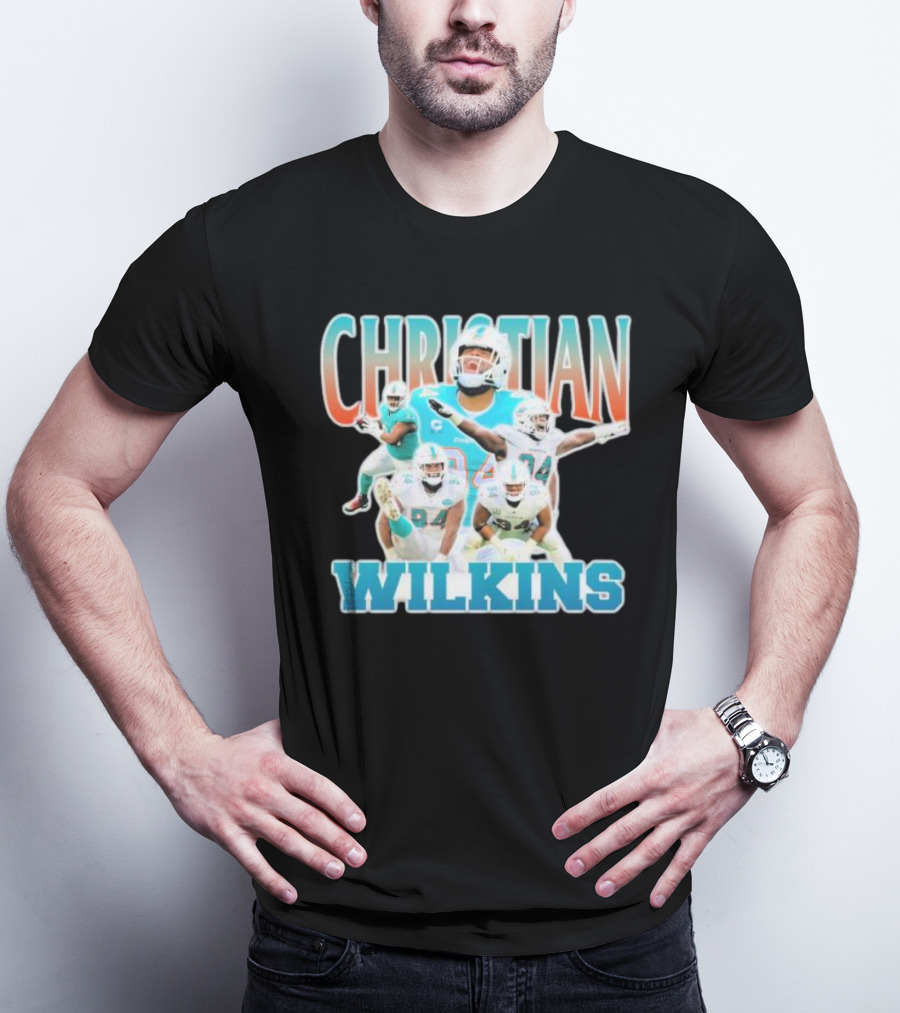 Christian Wilkins Miami Dolphins Football Player Collage T-Shirt