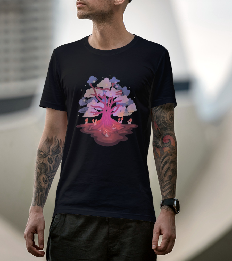 Glow And Grow Enchanted Tree With Mushrooms And Stars T-Shirt