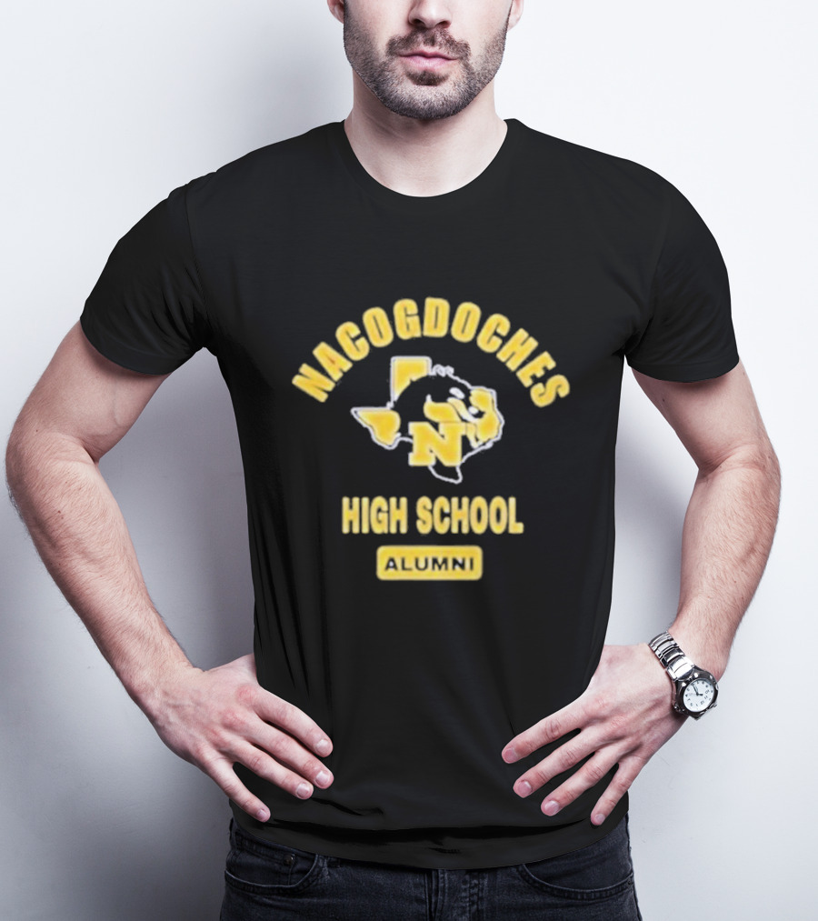 Nacogdoches High School Alumni Texas Outline Yellow T-Shirt