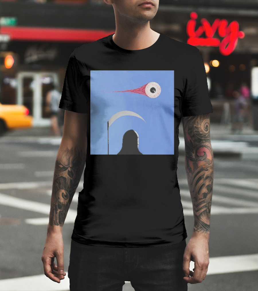 Grim Reaper With Scythe And Eyeball In Blue Sky Doja Cat Merch T-Shirt