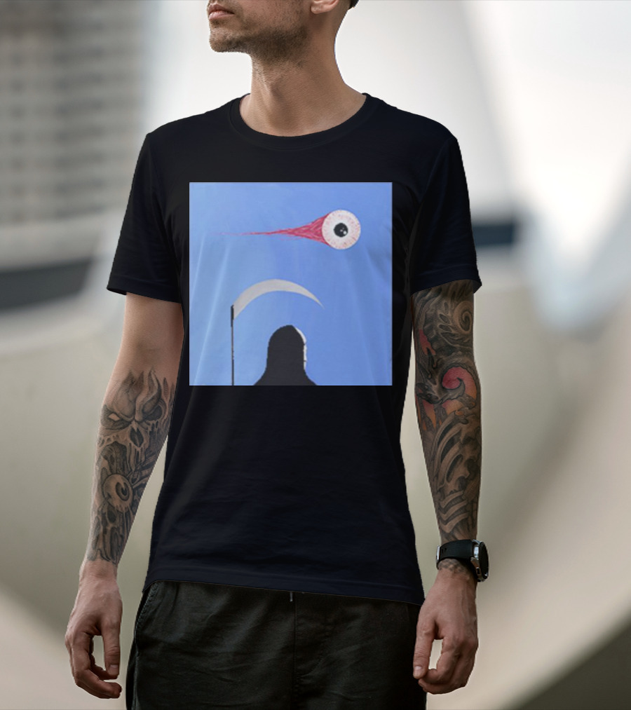 Grim Reaper With Scythe And Eyeball In Blue Sky Doja Cat Merch T-Shirt