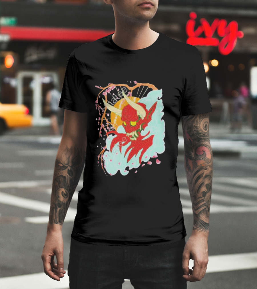 Elvis The Alien Oni Ayylien Clothing Red Demon Mask T-Shirt