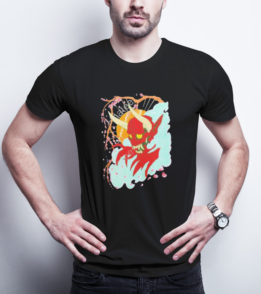 Elvis The Alien Oni Ayylien Clothing Red Demon Mask T-Shirt