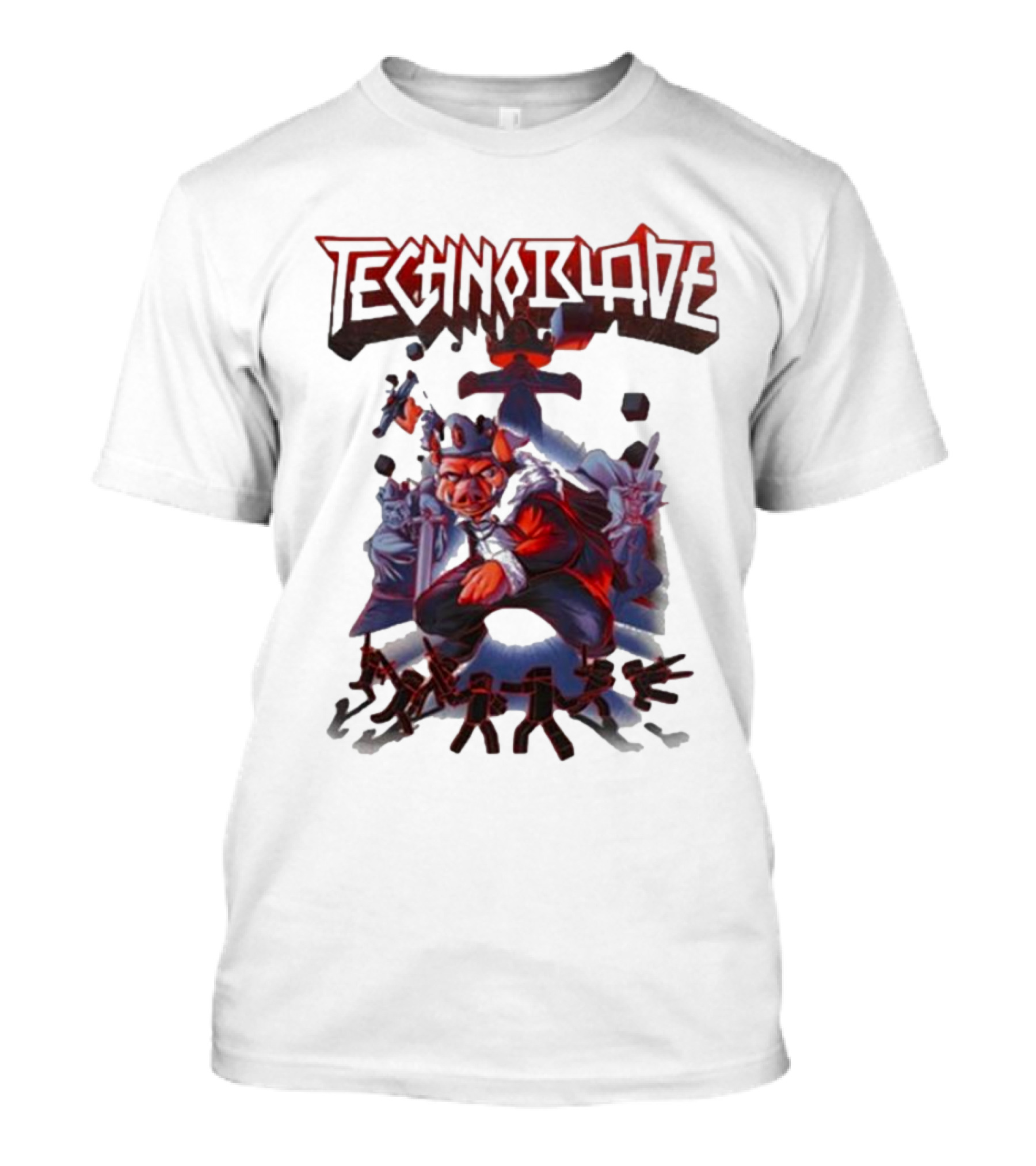 Technoblade Warrior Pig With Sword And Crown T-Shirt