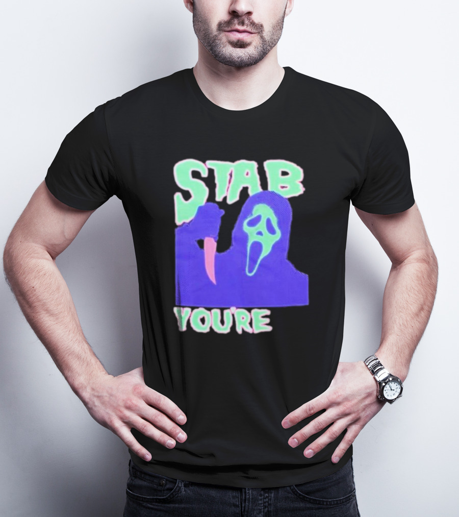 Stab You’re It Neon Horror Mask T-Shirt