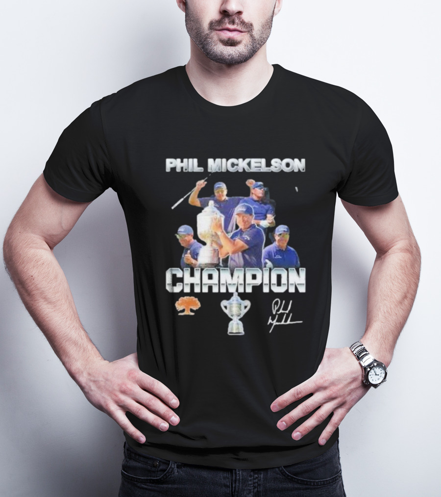 Phil Mickelson Champion Trophy Signature Golf Legend T-Shirt