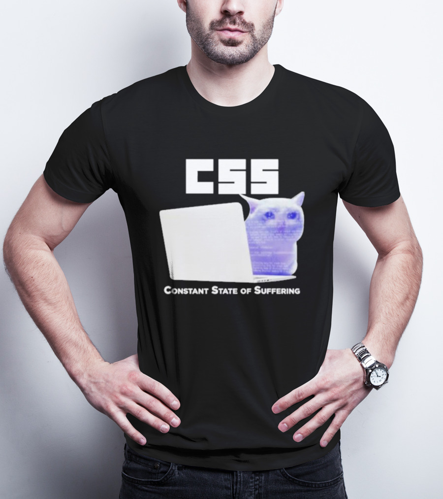 CSS Constant State Of Suffering Cat With Computer Retro Vibe T-Shirt