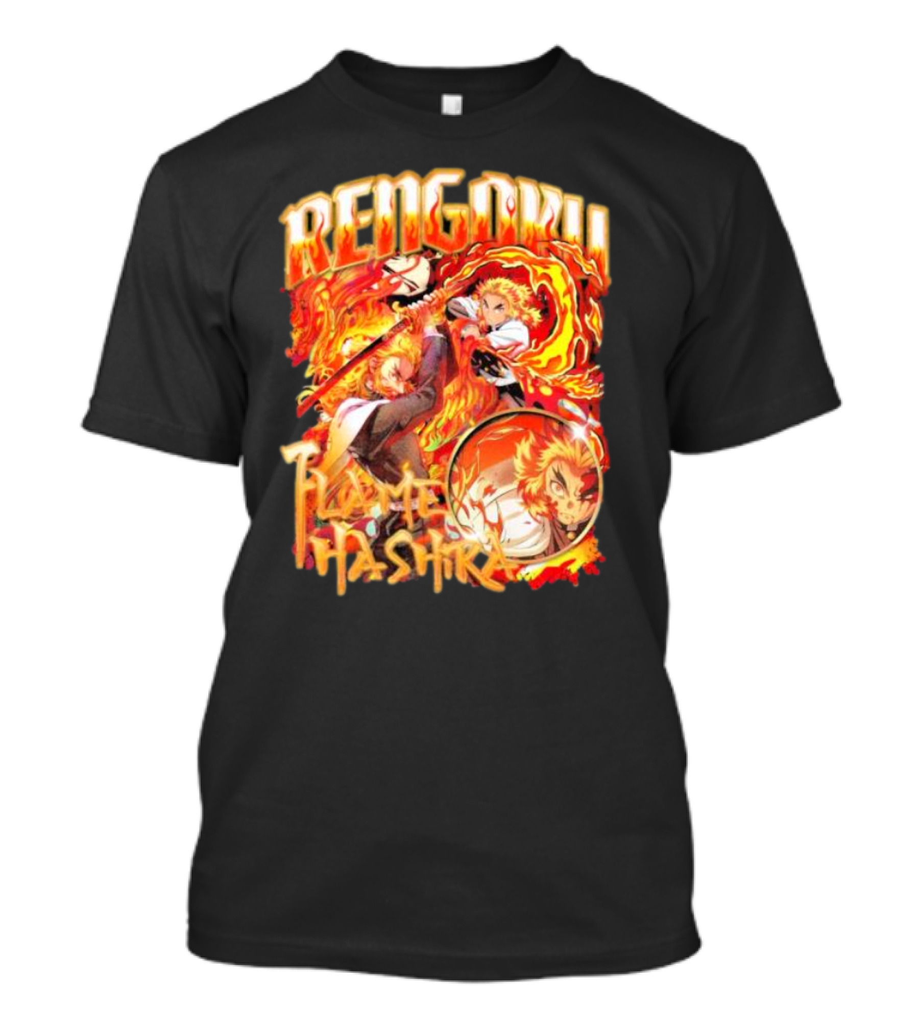 Rengoku Kyojuro Flame Hashira With Fiery Sword And Flames T-Shirt