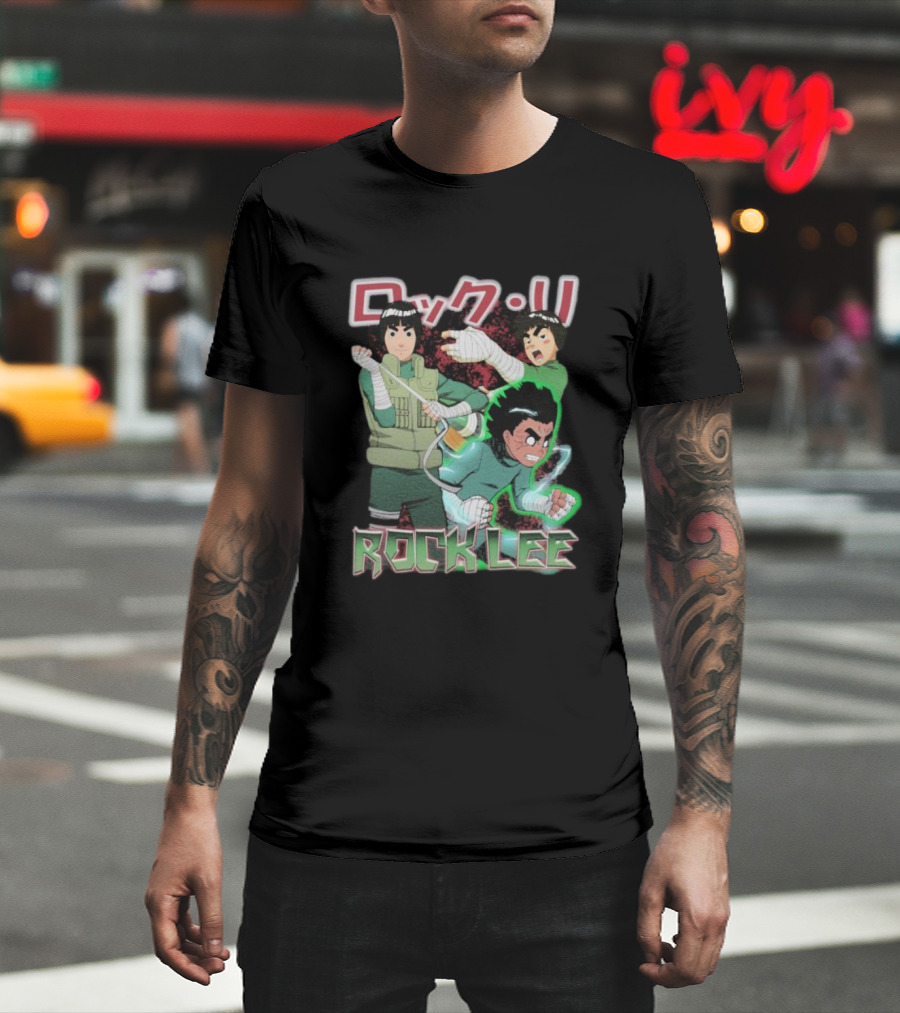 Rock Lee Dynamic Ninja Japanese Text T-Shirt