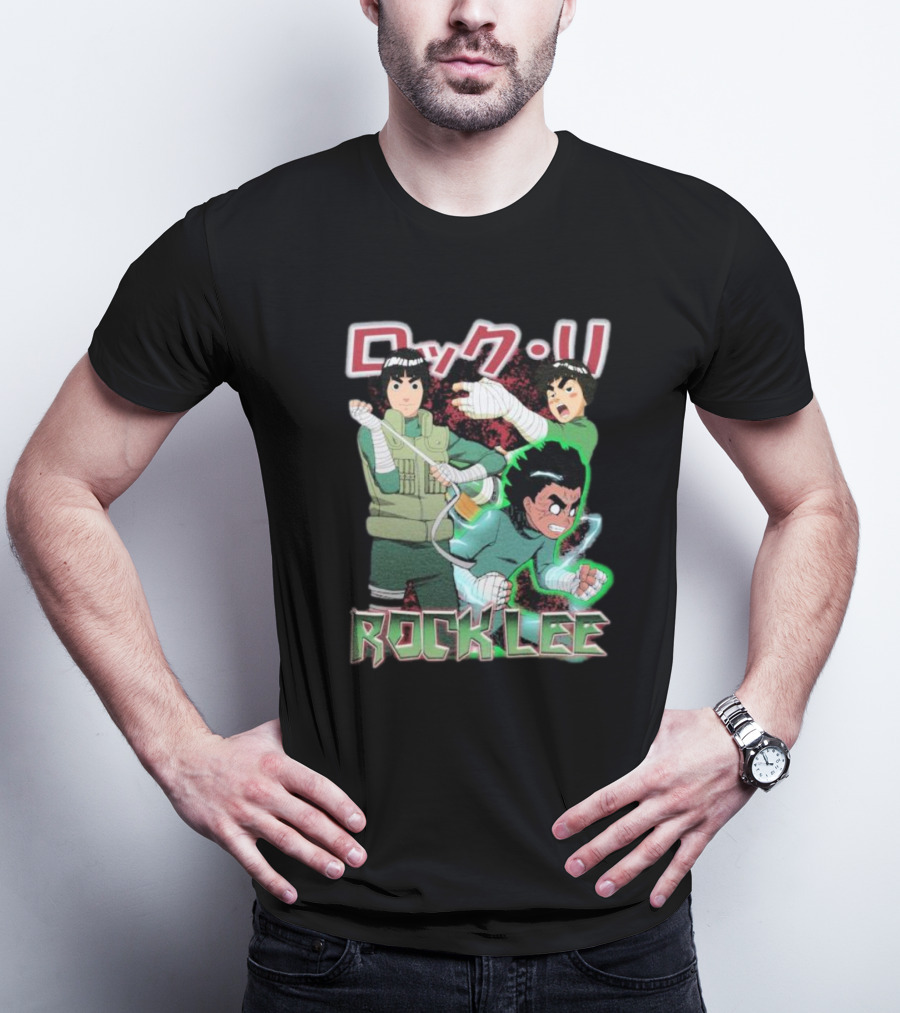 Rock Lee Dynamic Ninja Japanese Text T-Shirt