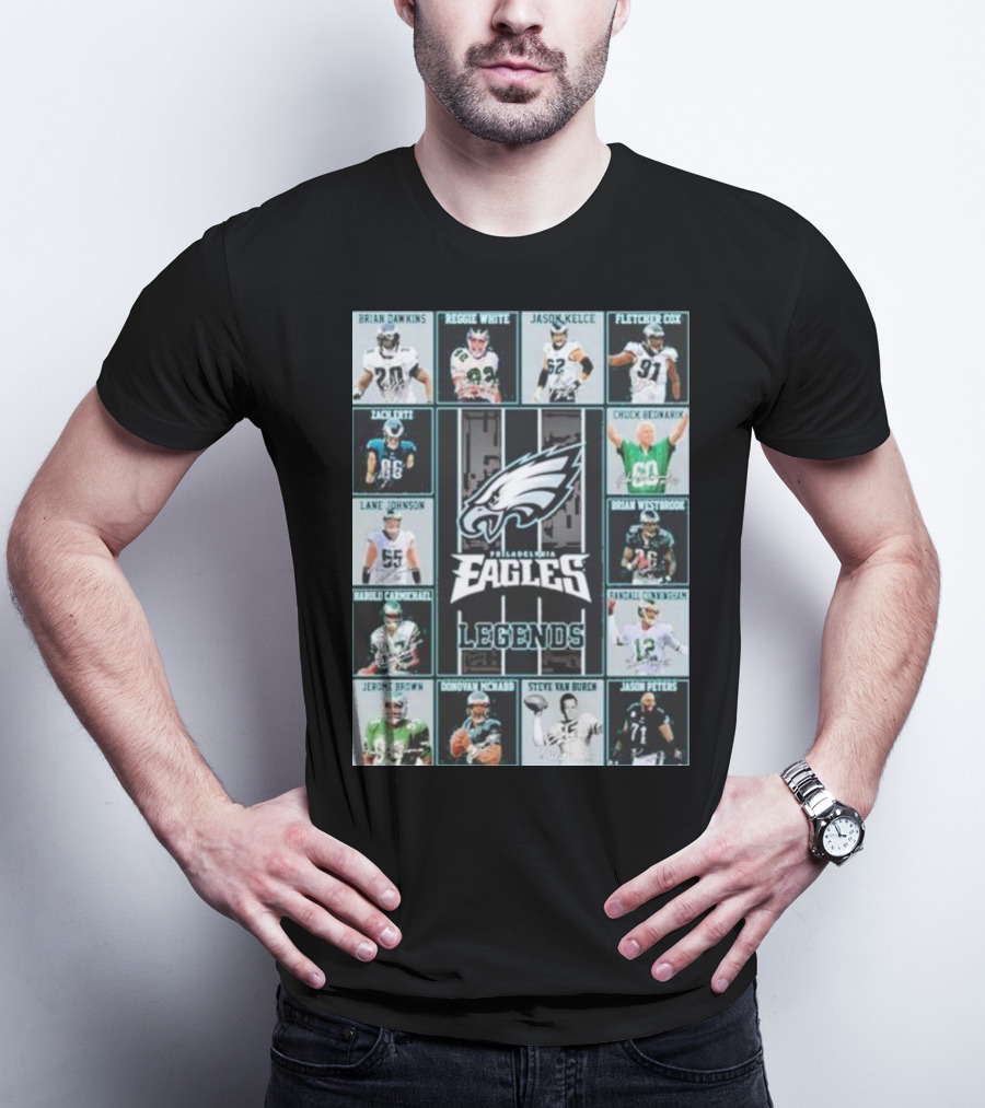 Philadelphia Eagles Brian Dawkins Reggie White Jason Kelce Fletcher Cox Legends Randall Cunningham Donovan McNabb T-Shirt