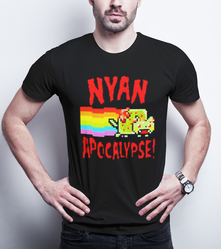 Nyan Cat Apocalypse Rainbow Explosion Iconic Meme T-Shirt