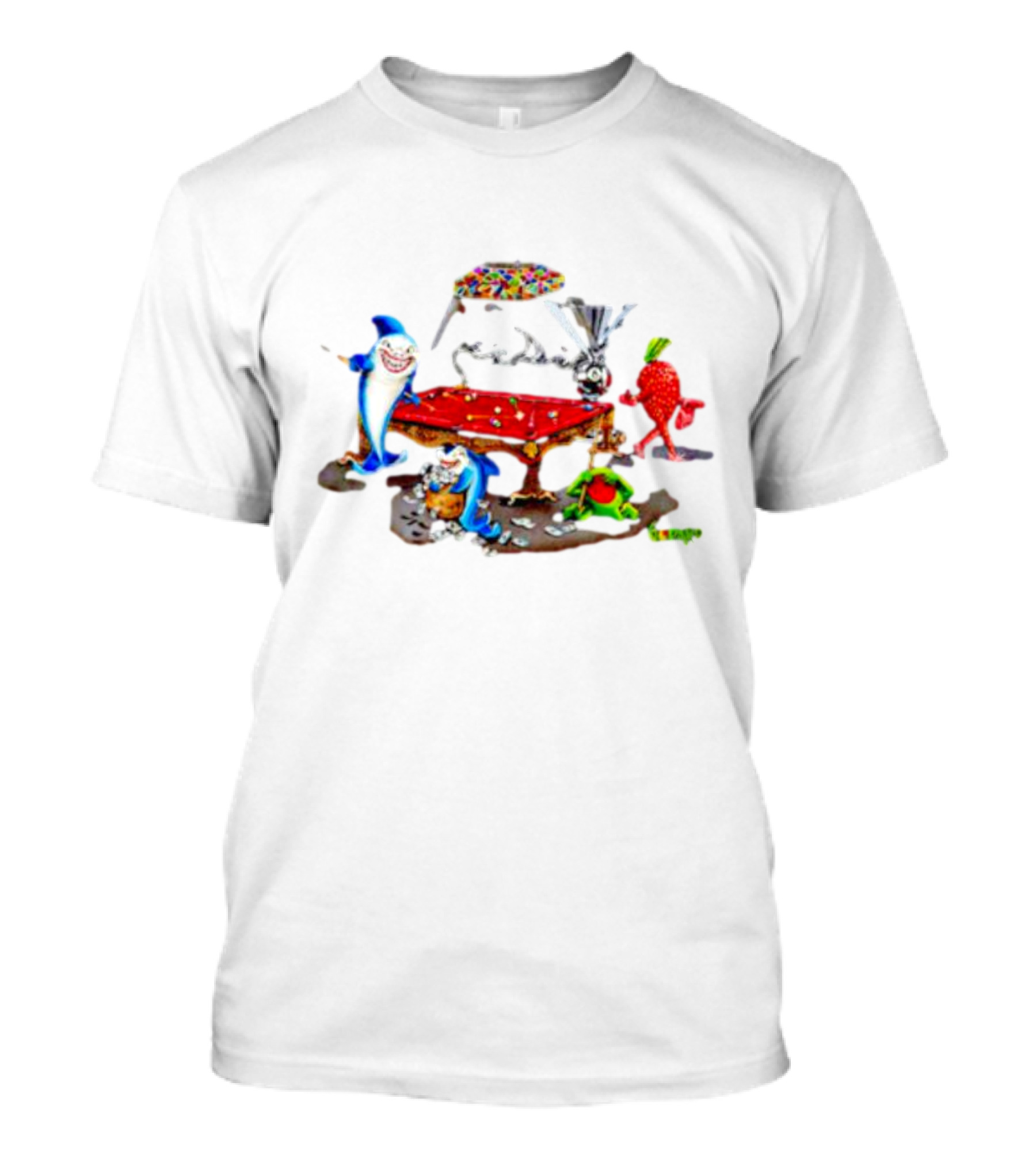 Pool Shark Michael Godard Poker Sharks And Fruit Characters Playing Billiards T-Shirt