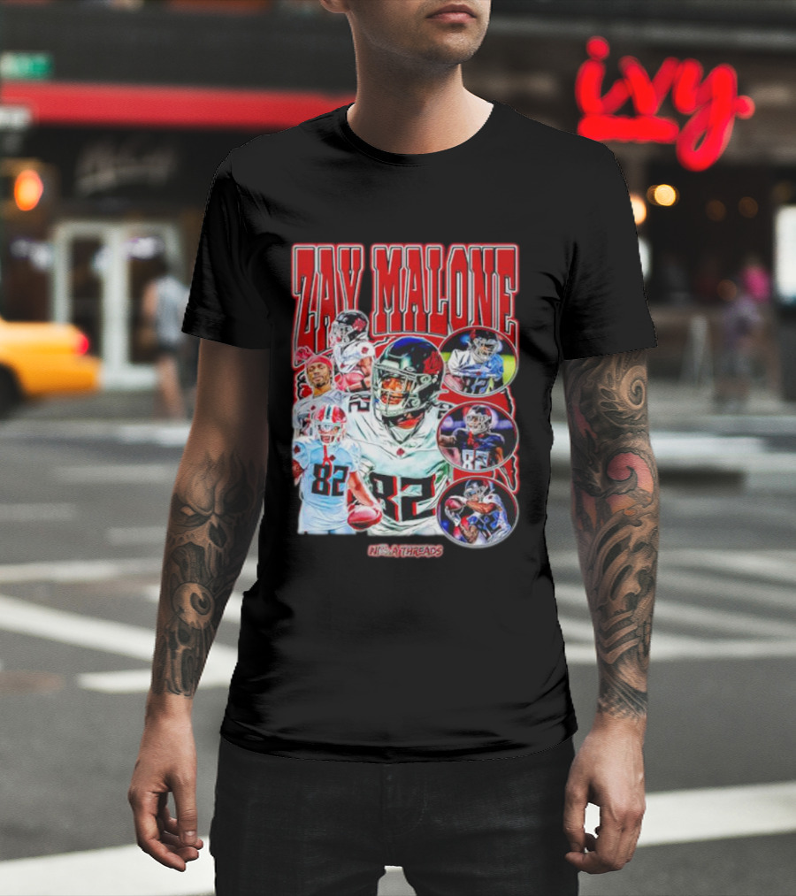 Zay Malone 82 Atlanta Falcons NSNThreads Vintage T-Shirt