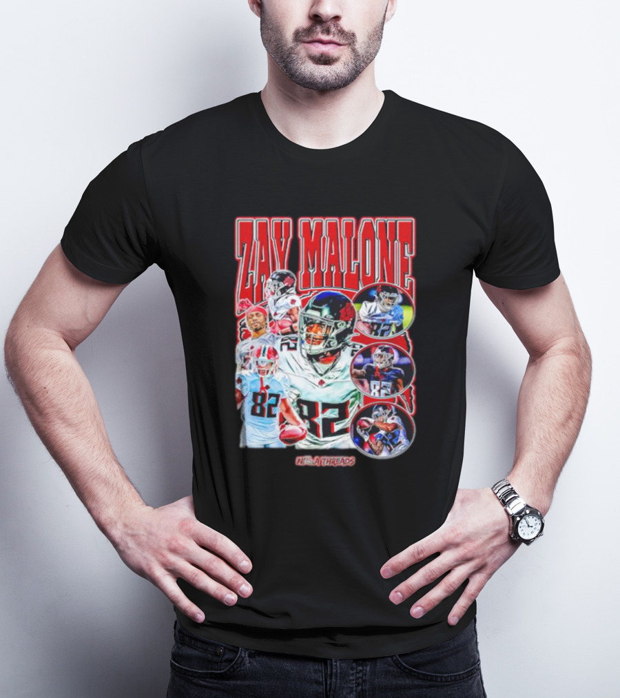 Zay Malone 82 Atlanta Falcons NSNThreads Vintage T-Shirt