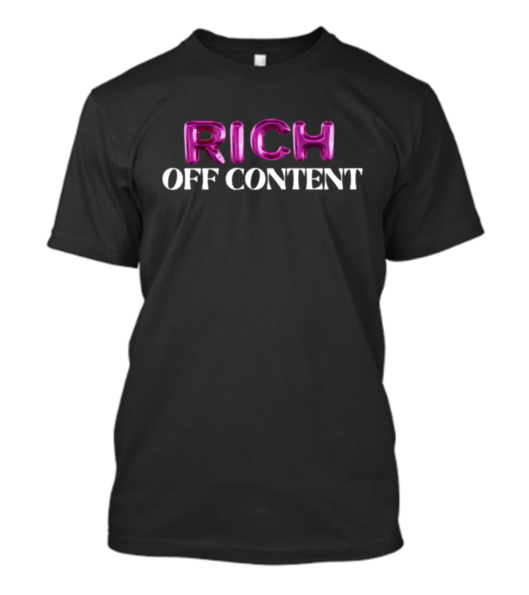 RICH OFF CONTENT Pink Lettering T-Shirt