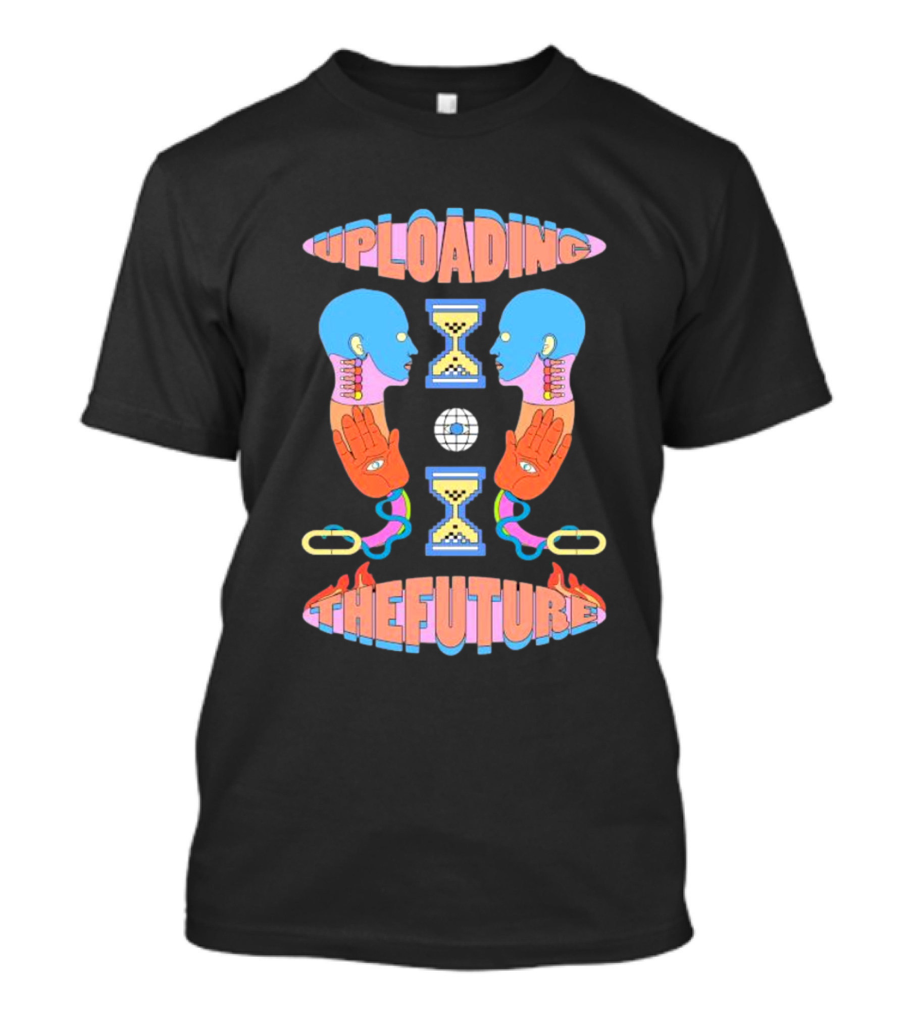 UPLOADING THE FUTURE HOURGLASS CYBERNETIC HEADS AND HANDS T-Shirt