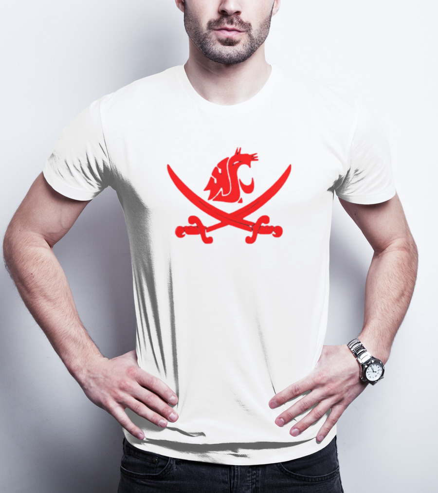 WSU Pirate Swing Your Sword Cougar Logo Crossed Sabers T-Shirt