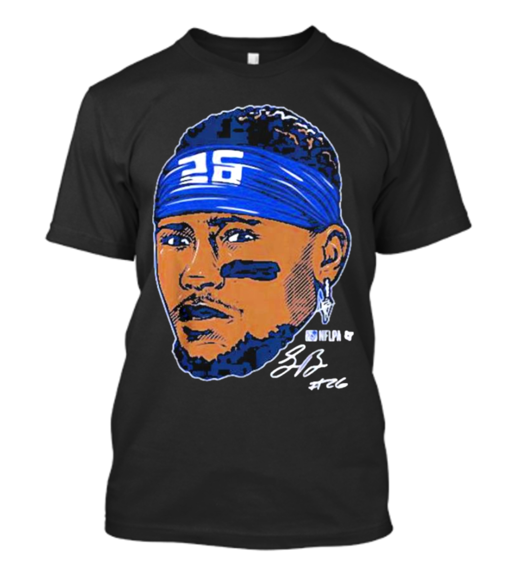 Saquon Barkley 26 NFLPA Swag Head Signature T-Shirt