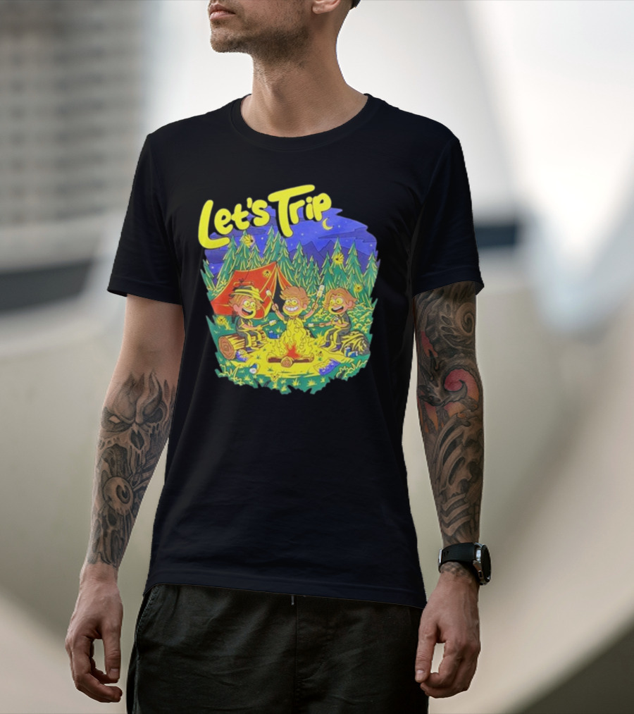 Let's Trip Campfire Adventure Sturnioloclothing Forest Night Camping T-Shirt