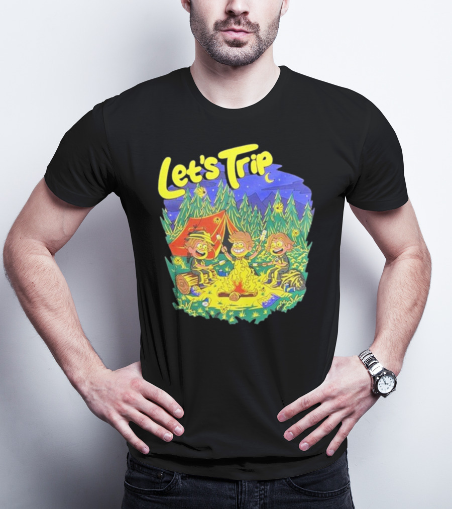 Let's Trip Campfire Adventure Sturnioloclothing Forest Night Camping T-Shirt