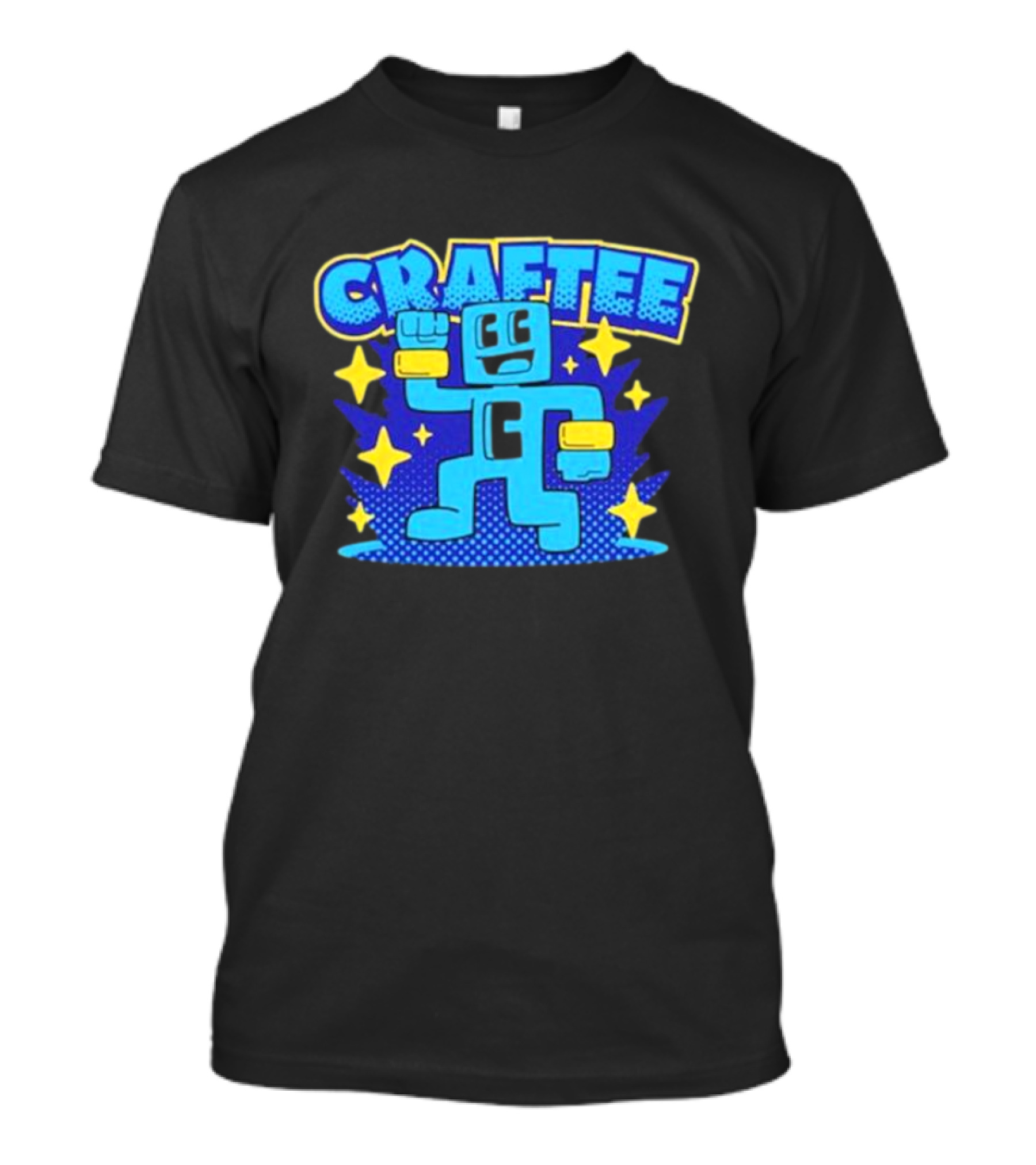 Craftee Pixel Character Level Up With Stars T-Shirt