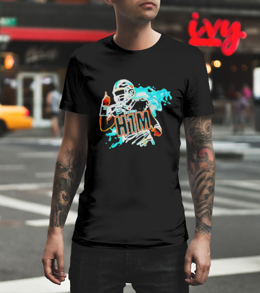 Miami Dolphins H1M Paint Football Player Splash T-Shirt