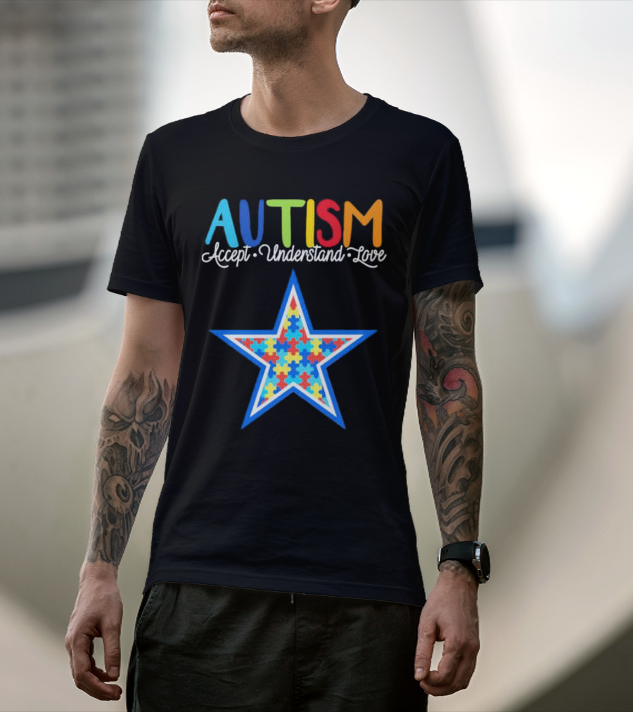Dallas Cowboys Autism Accept Understand Love Puzzle Star T-Shirt