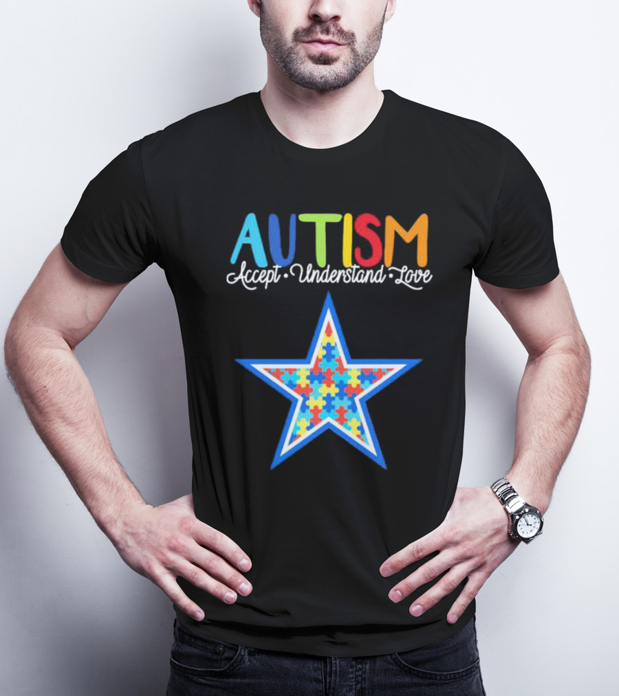 Dallas Cowboys Autism Accept Understand Love Puzzle Star T-Shirt
