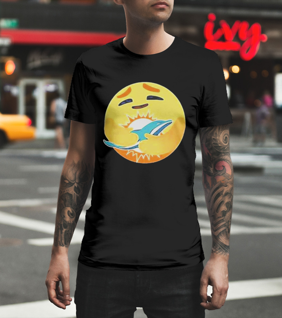 Miami Dolphins Emoji Hugging Dolphin T-Shirt