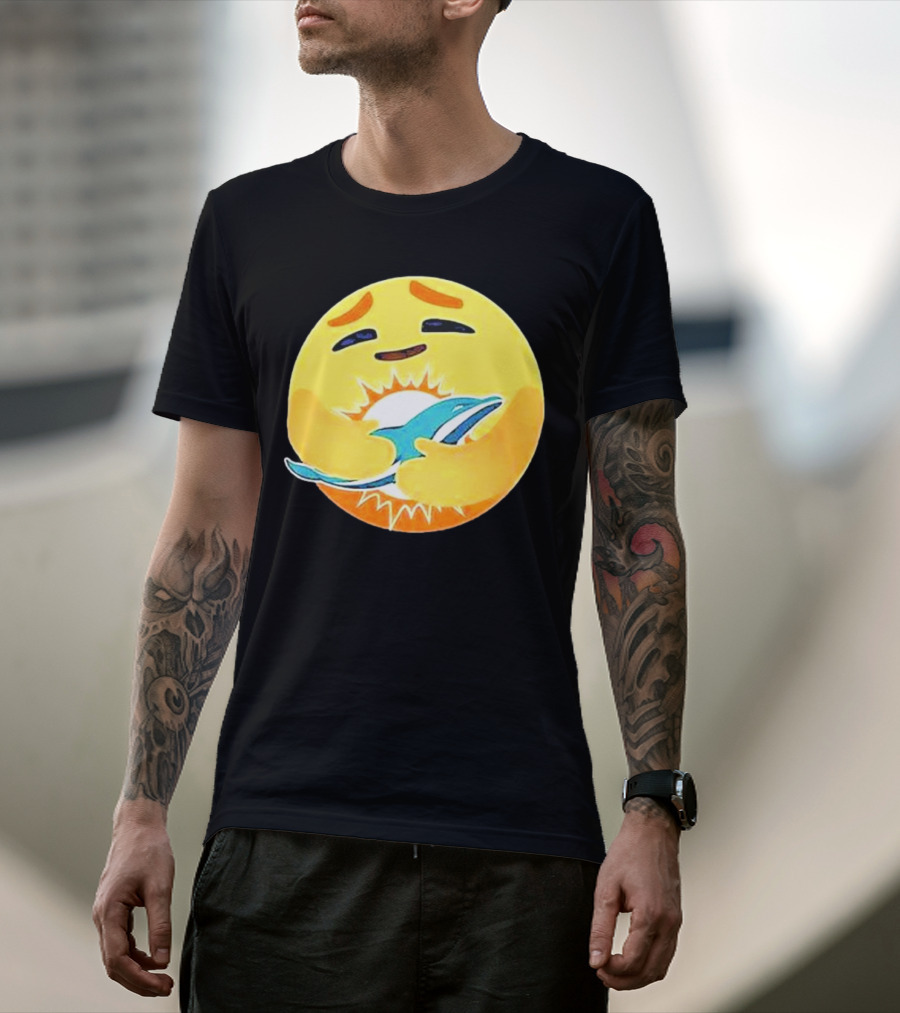 Miami Dolphins Emoji Hugging Dolphin T-Shirt