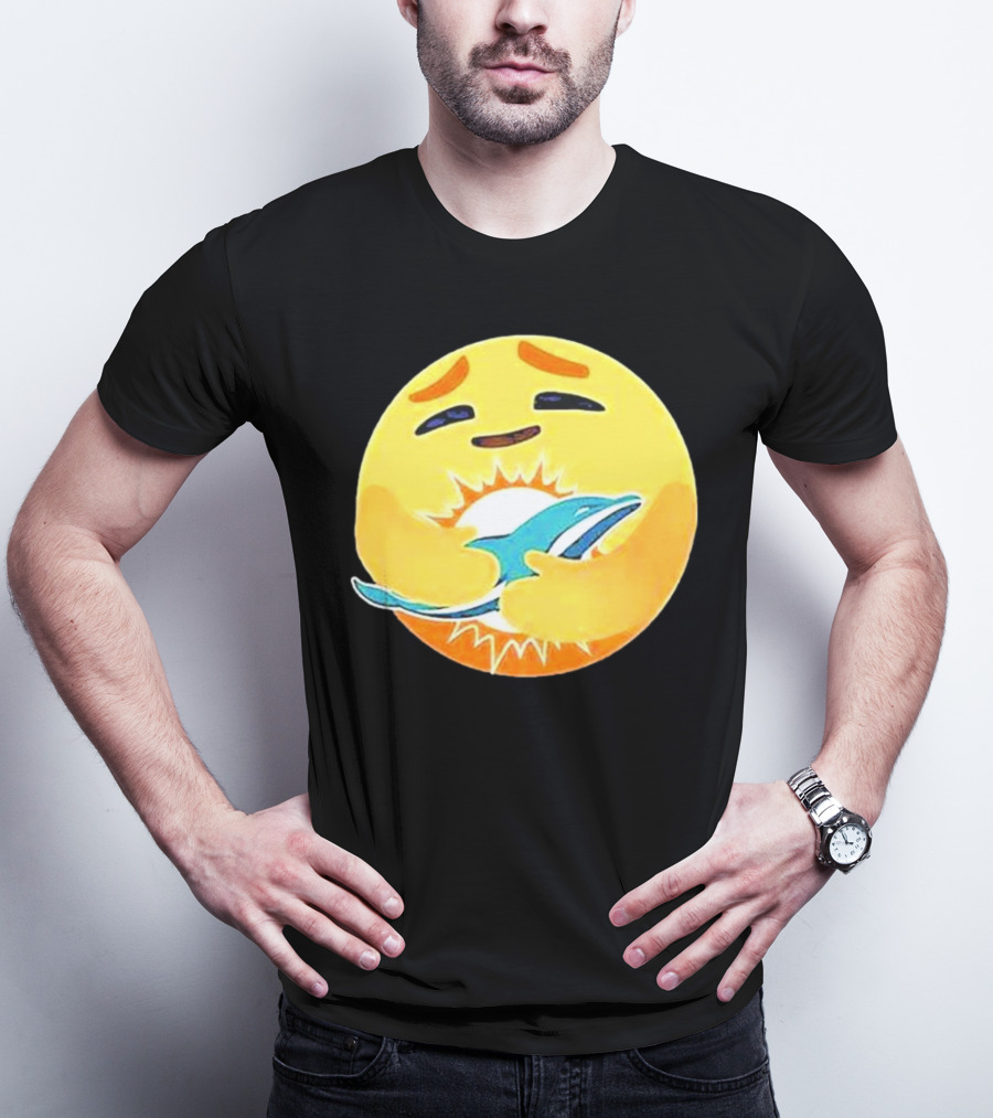 Miami Dolphins Emoji Hugging Dolphin T-Shirt