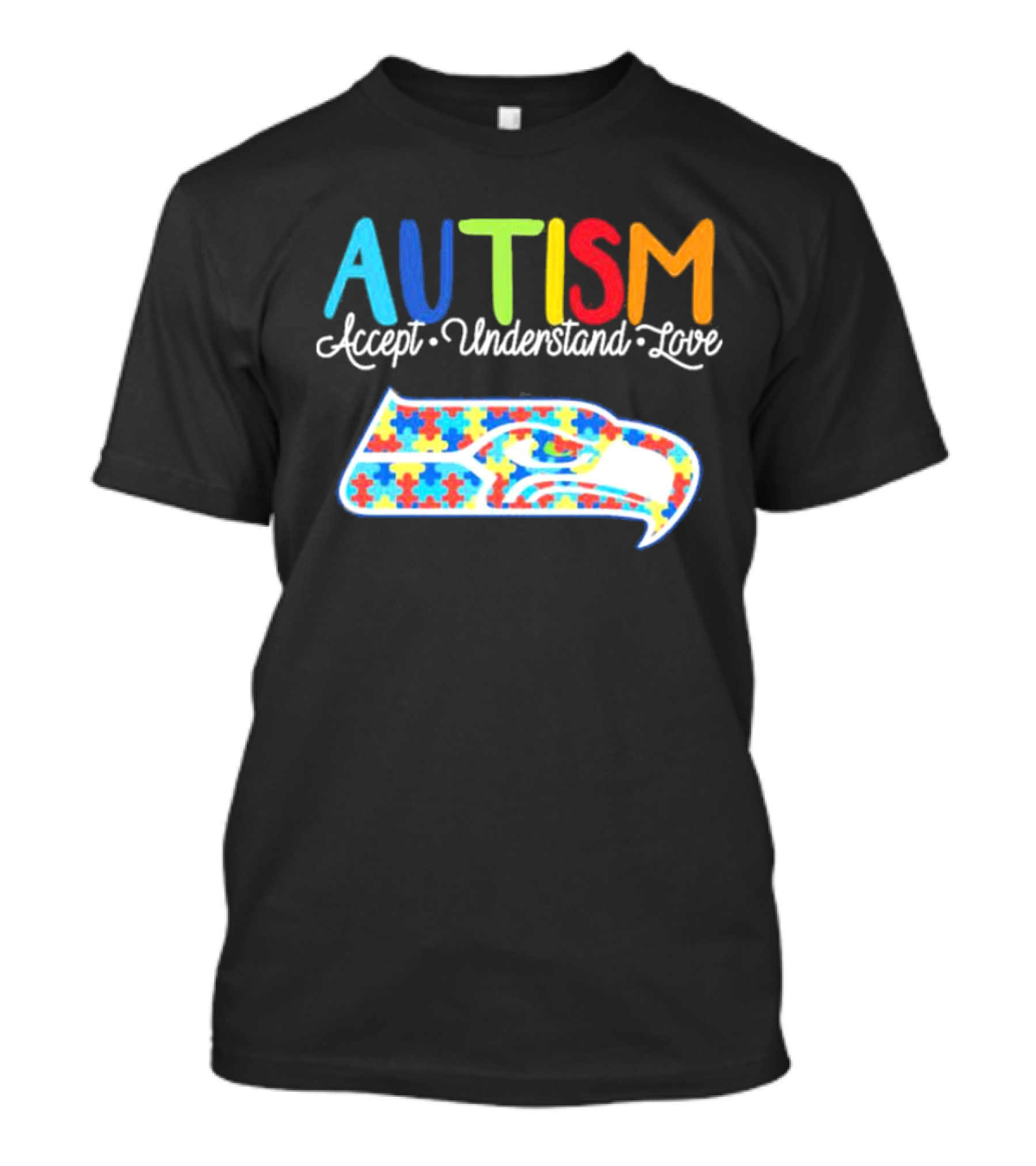 Seattle Seahawks NFL Autism Accept Understand Love Puzzle T-Shirt