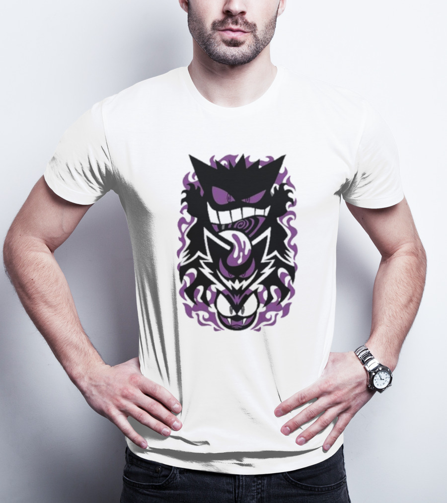 Versiris Haunted Gengar Gastly Ghastly Purple Flames T-Shirt