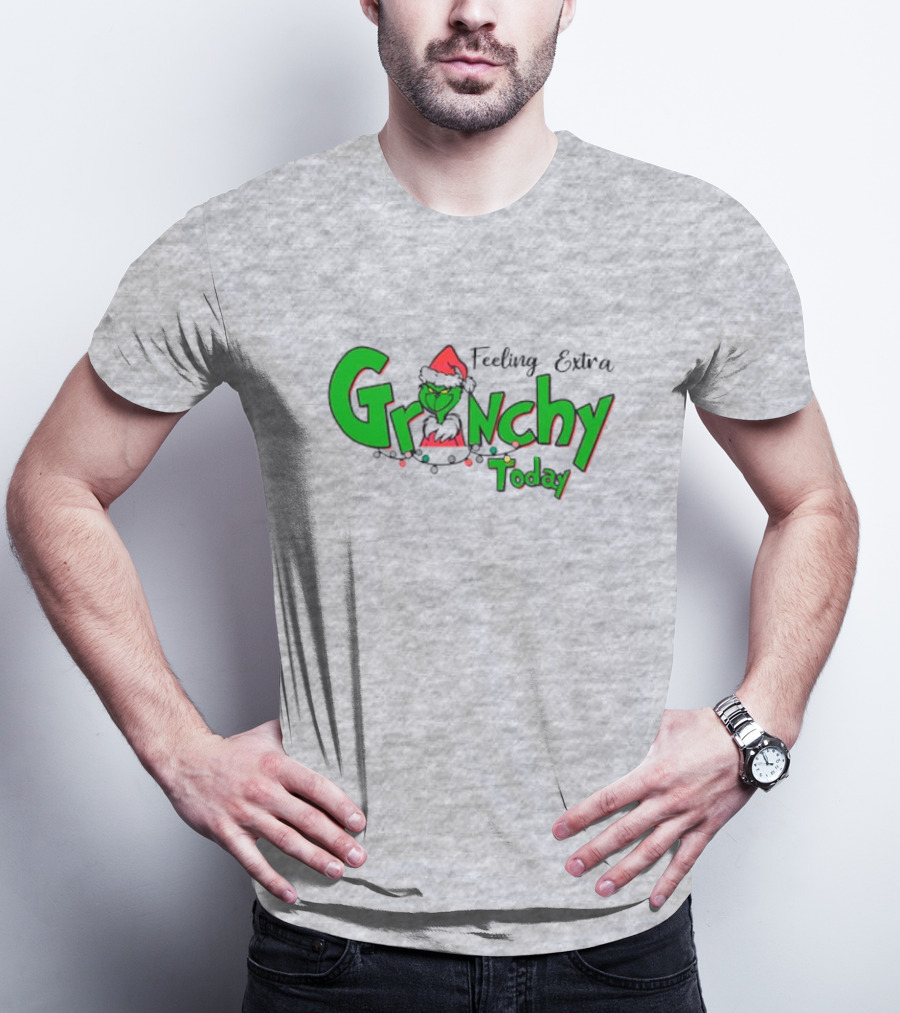 Feeling Extra Grinchy Today Christmas Grinch Santa Hat T-Shirt