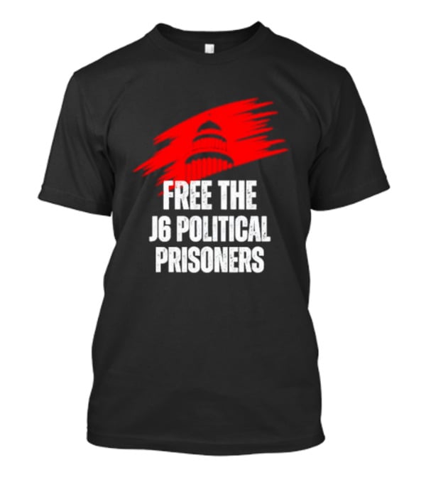 Free The J6 Political Prisoners Capitol Building Red Brushstroke T-Shirt