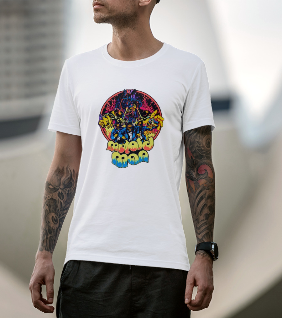 Mutoid Man CoTV Psychedelic Comic Style Superheroes With Lightning And Fiery Hands T-Shirt