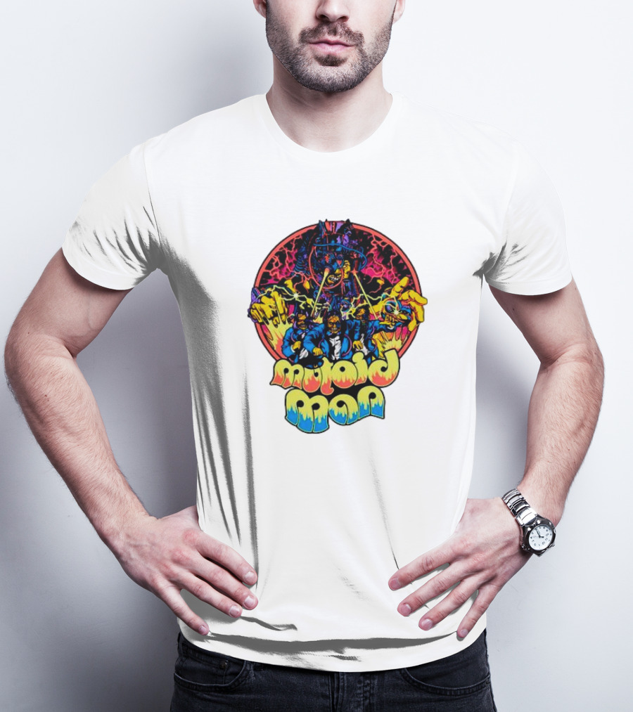 Mutoid Man CoTV Psychedelic Comic Style Superheroes With Lightning And Fiery Hands T-Shirt