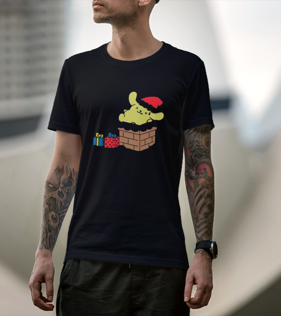 Pompompurin Christmas Chimney With Santa Hat And Presents T-Shirt