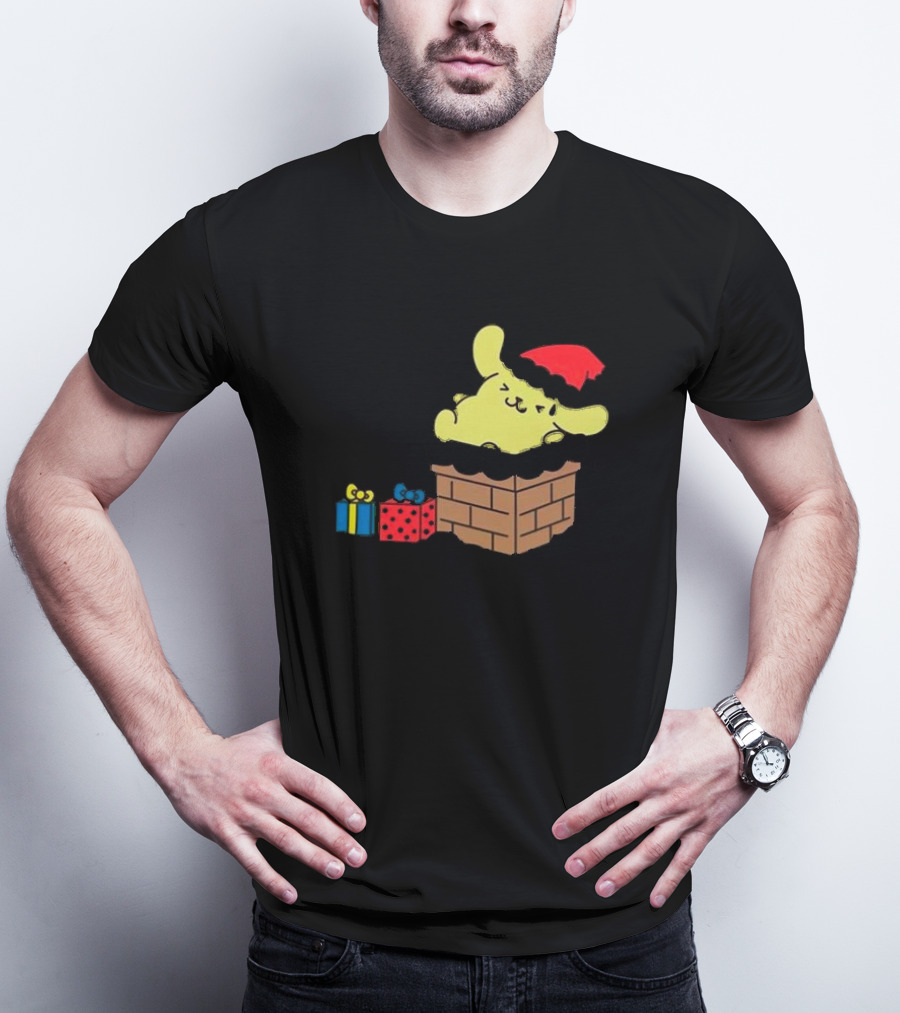 Pompompurin Christmas Chimney With Santa Hat And Presents T-Shirt