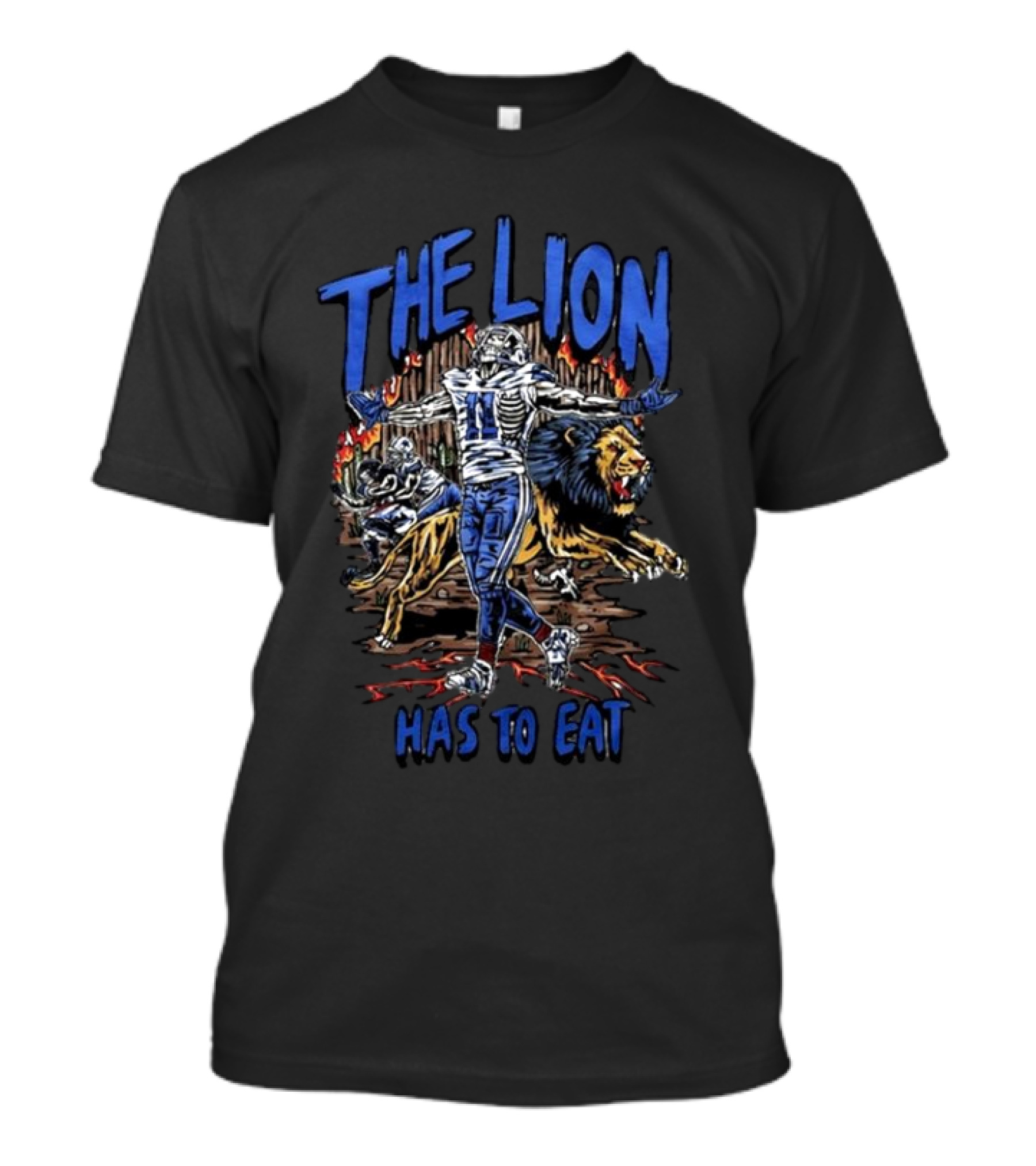 Detroit Lions The Lion Has To Eat Football Player And Fierce Animal T-Shirt