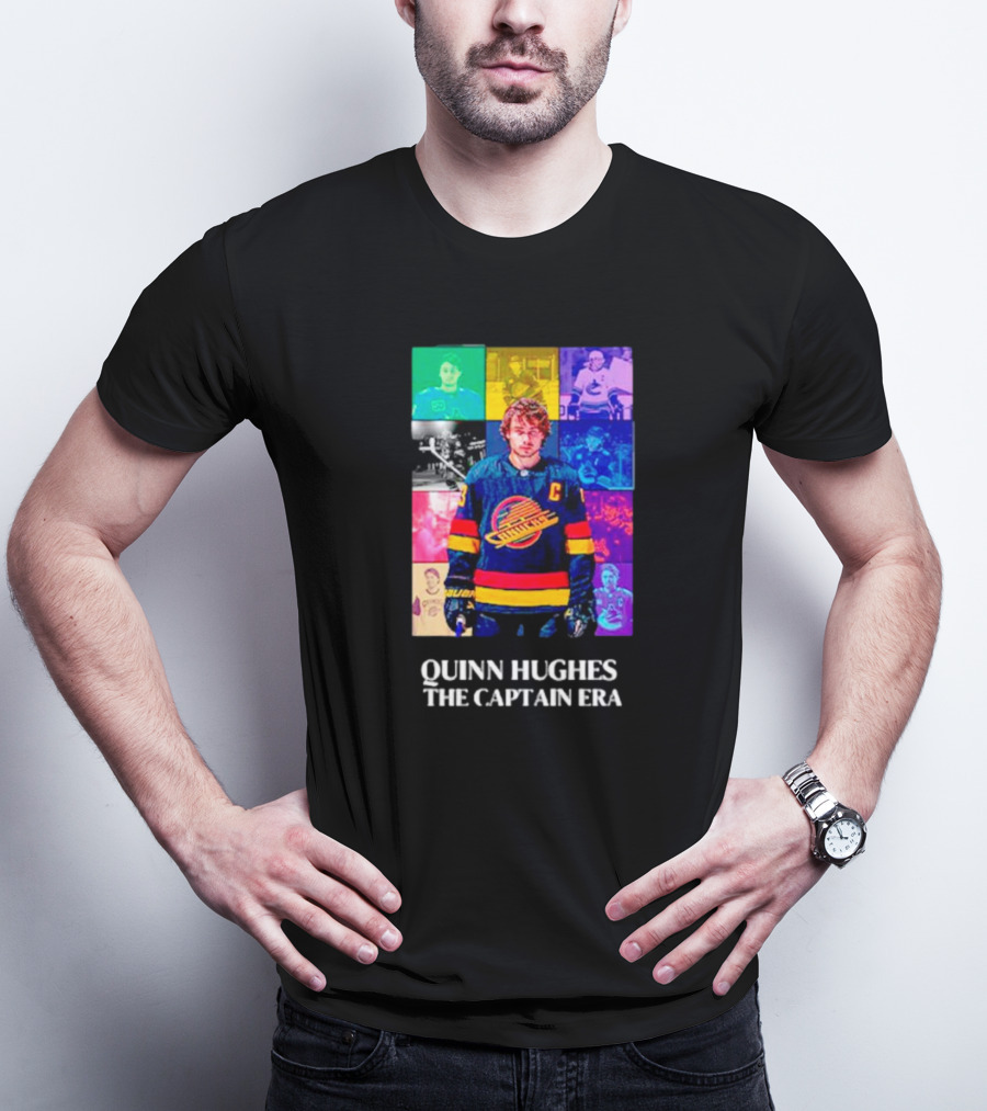 Quinn Hughes The Captain Era Multicolor Vancouver Hockey Legend T-Shirt