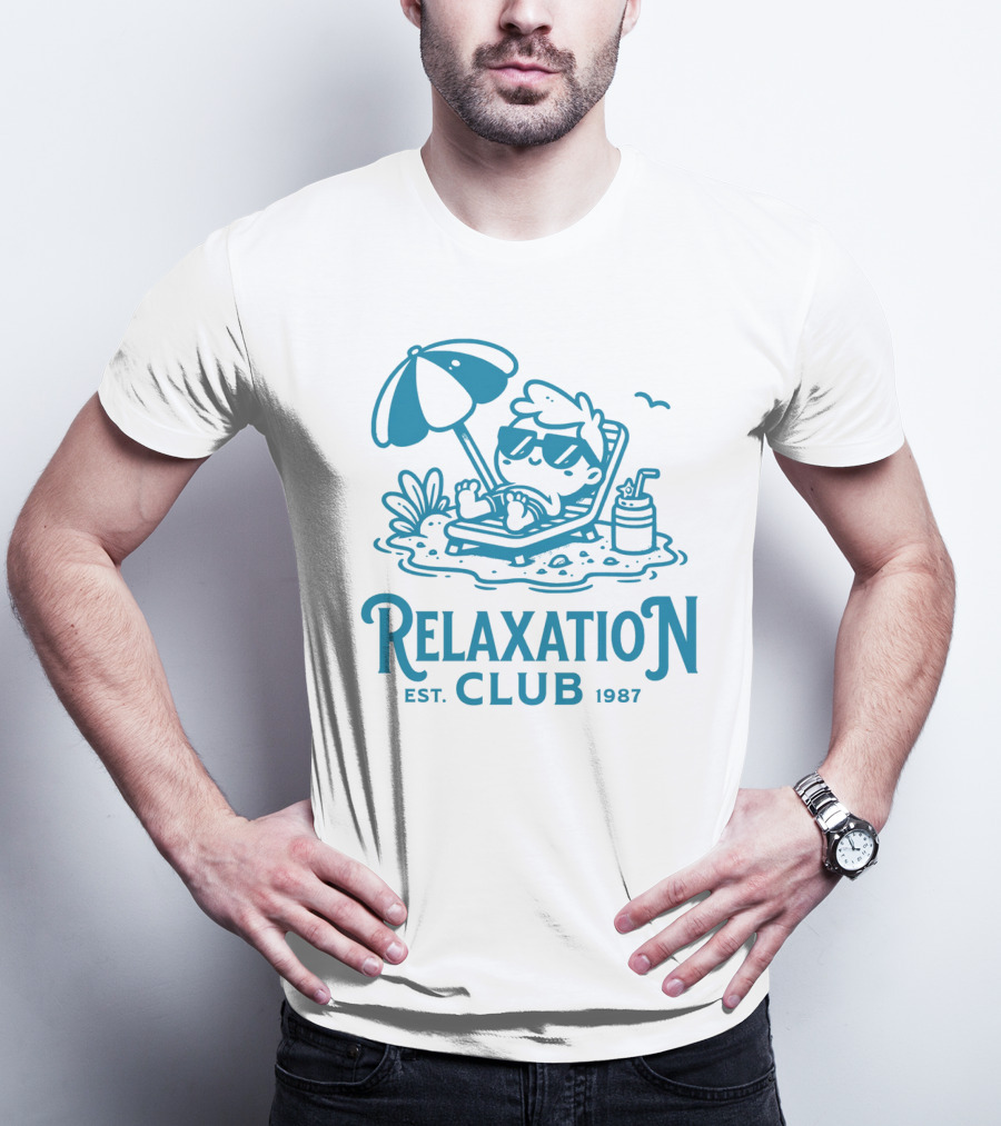 Relaxation Club Est. 1987 Sunglasses Lounge Chair Umbrella Drink T-Shirt