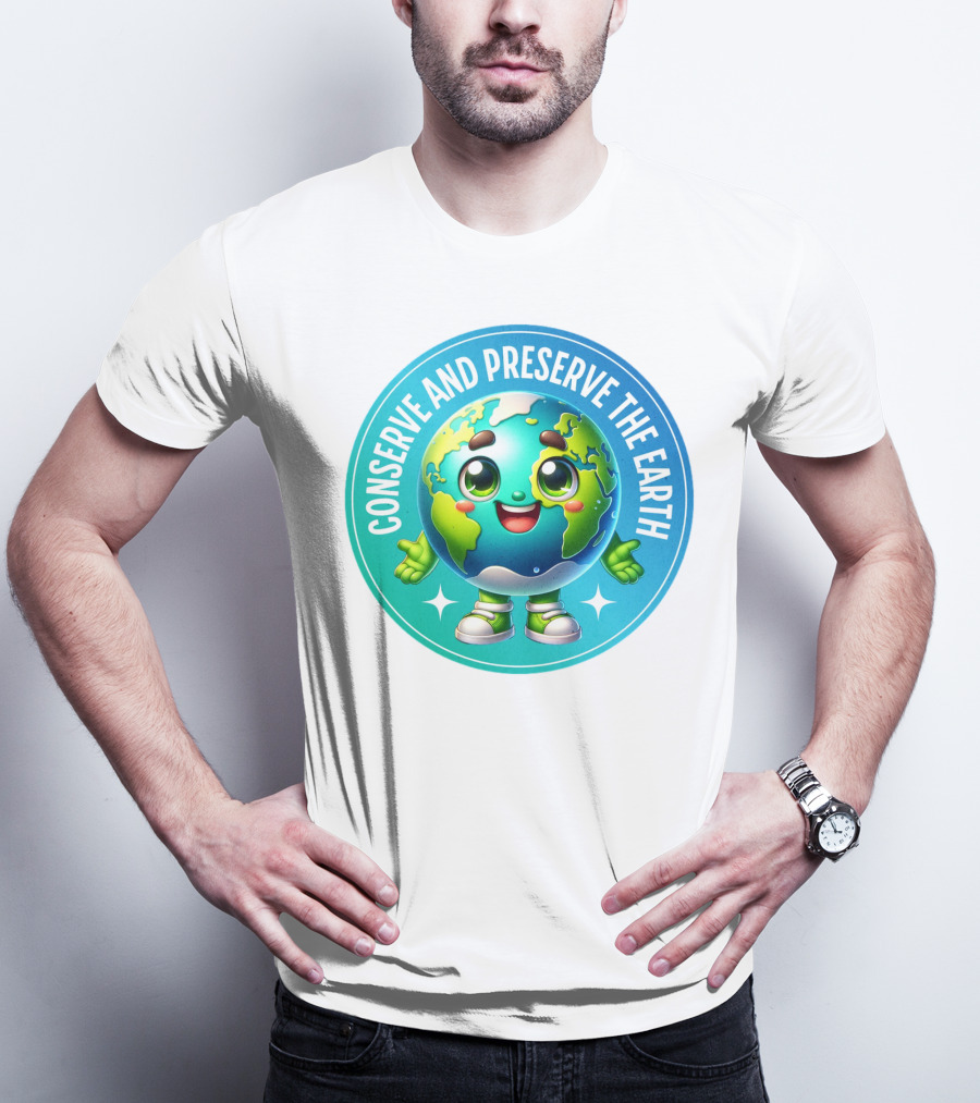 Conserve And Preserve The Earth Retro Earth Day Celebration Mascot T-Shirt