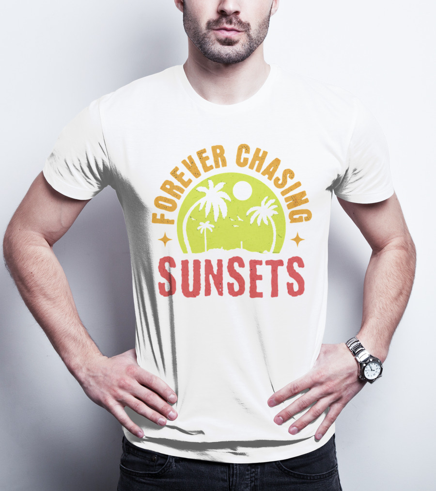 Forever Chasing Sunsets Retro Vintage Summer Vacation T-Shirt