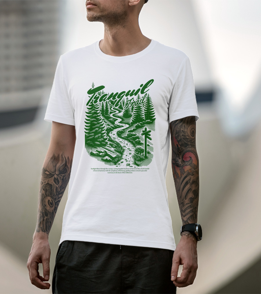 Tranquil Trail Scenic Forest Pathway Journey T-Shirt