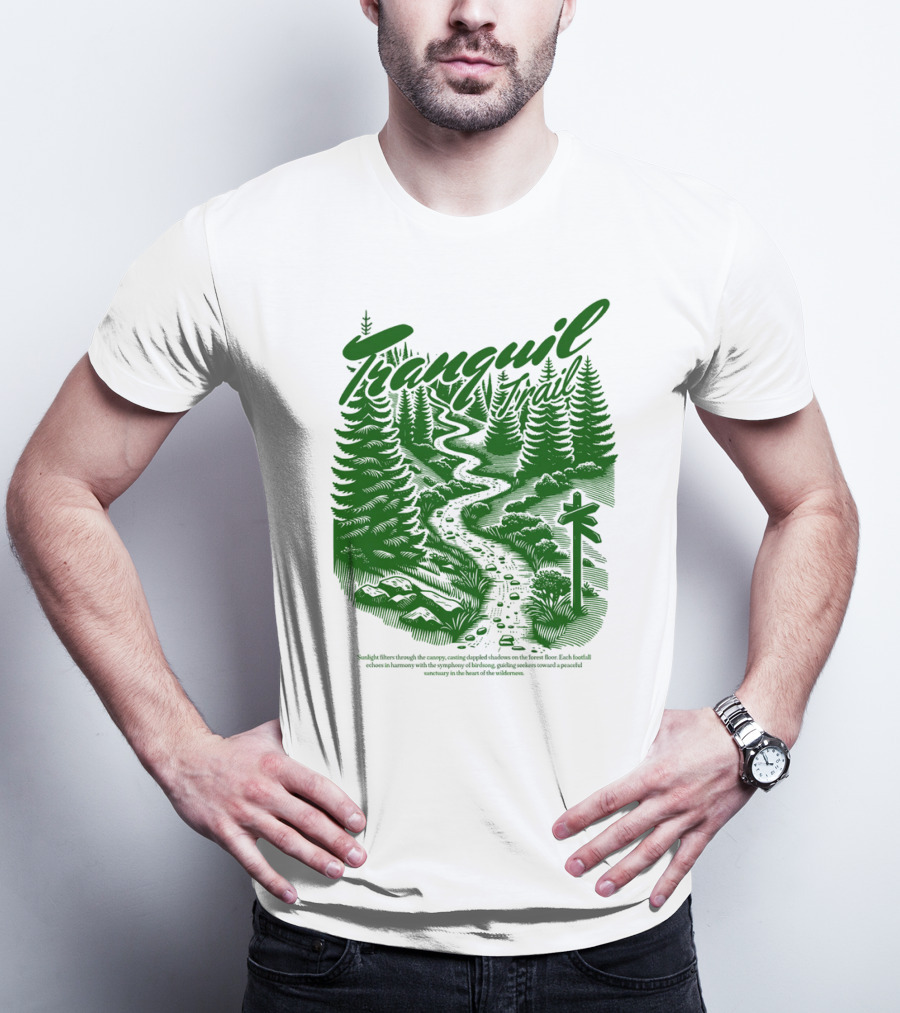 Tranquil Trail Scenic Forest Pathway Journey T-Shirt